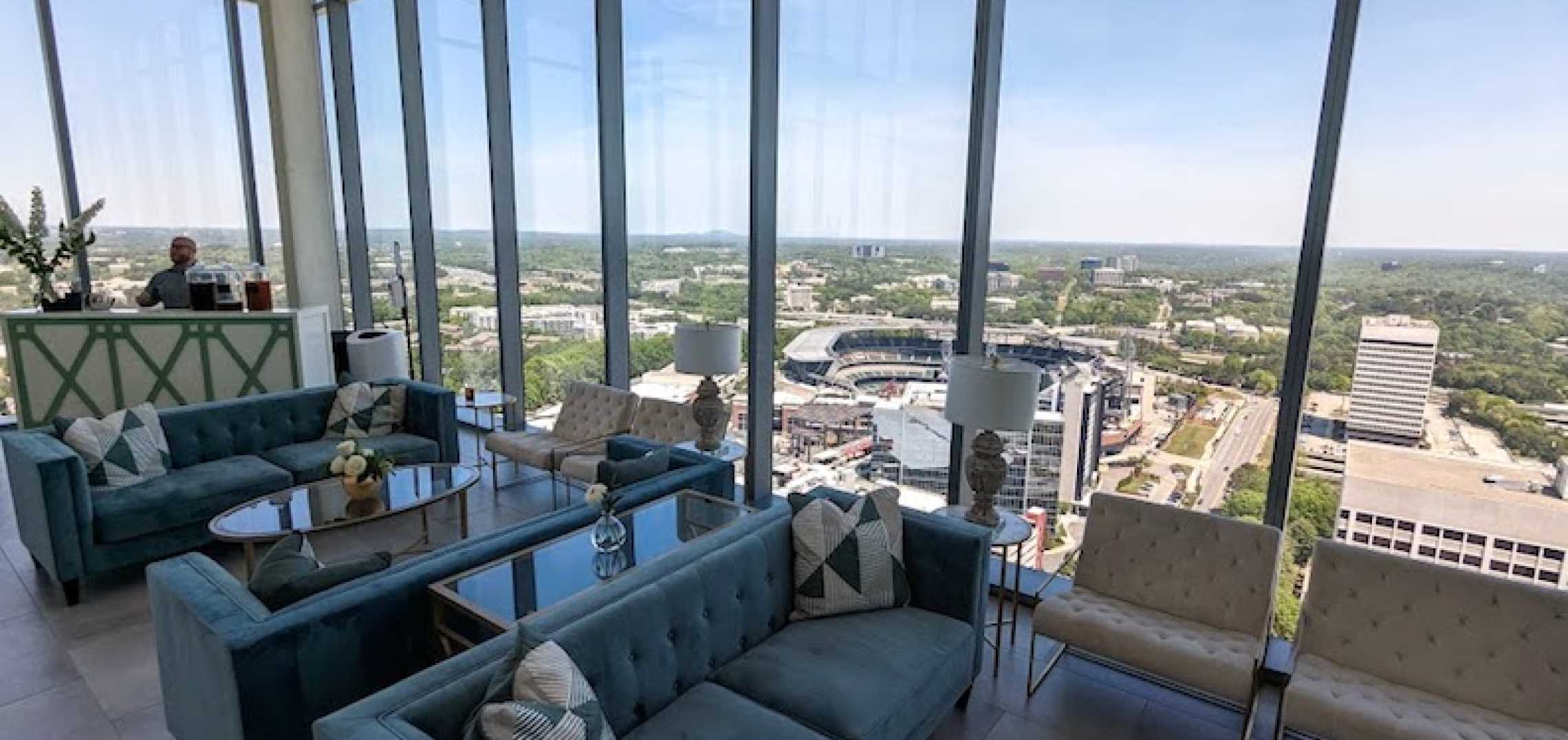 High above Atlanta Braves stadium, touring new tower event space ...