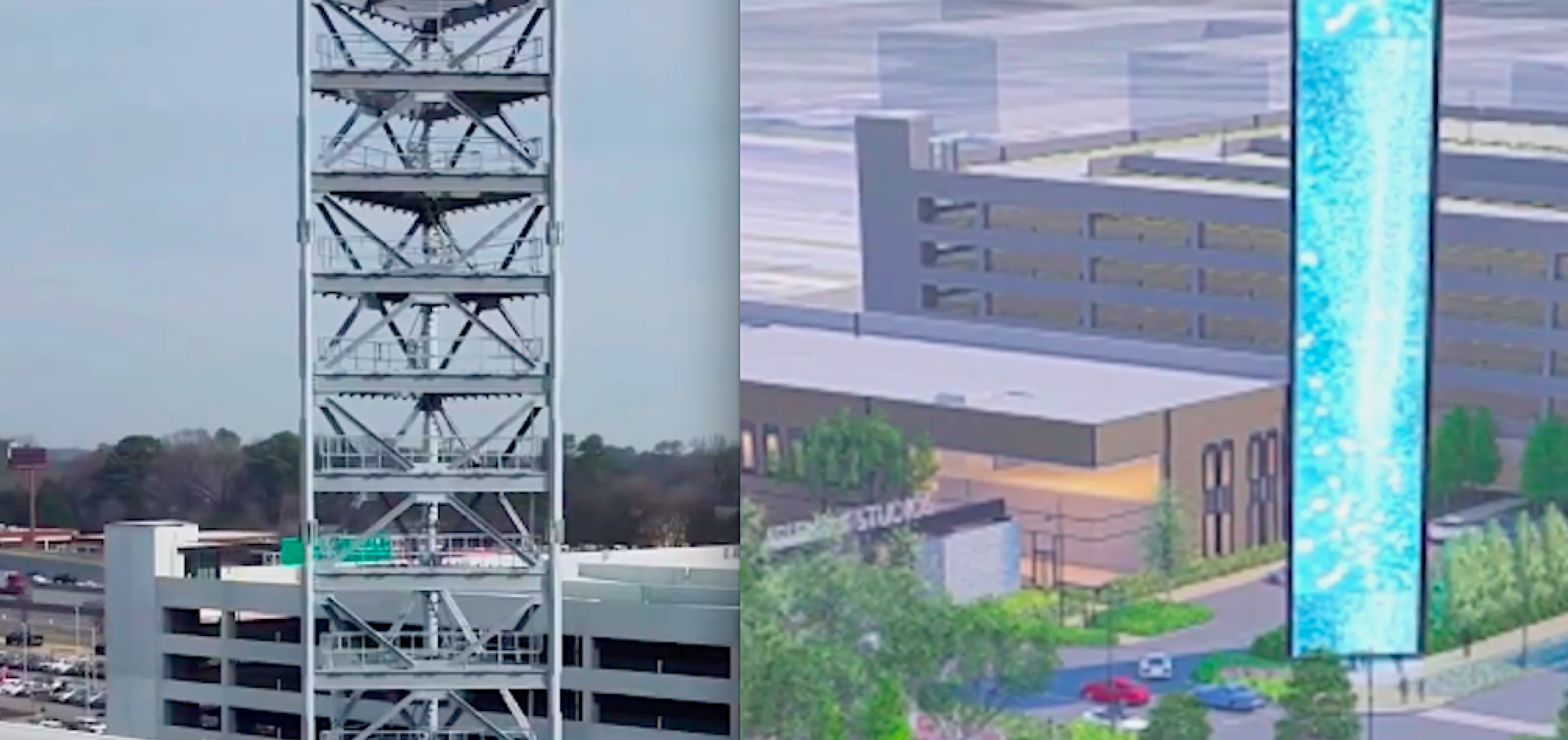 Movie studio erects 'iconic' LED tower near Atlanta interstate ...