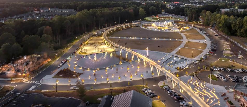 Photos: Suwanee's new city park dazzles at night | Urbanize Atlanta
